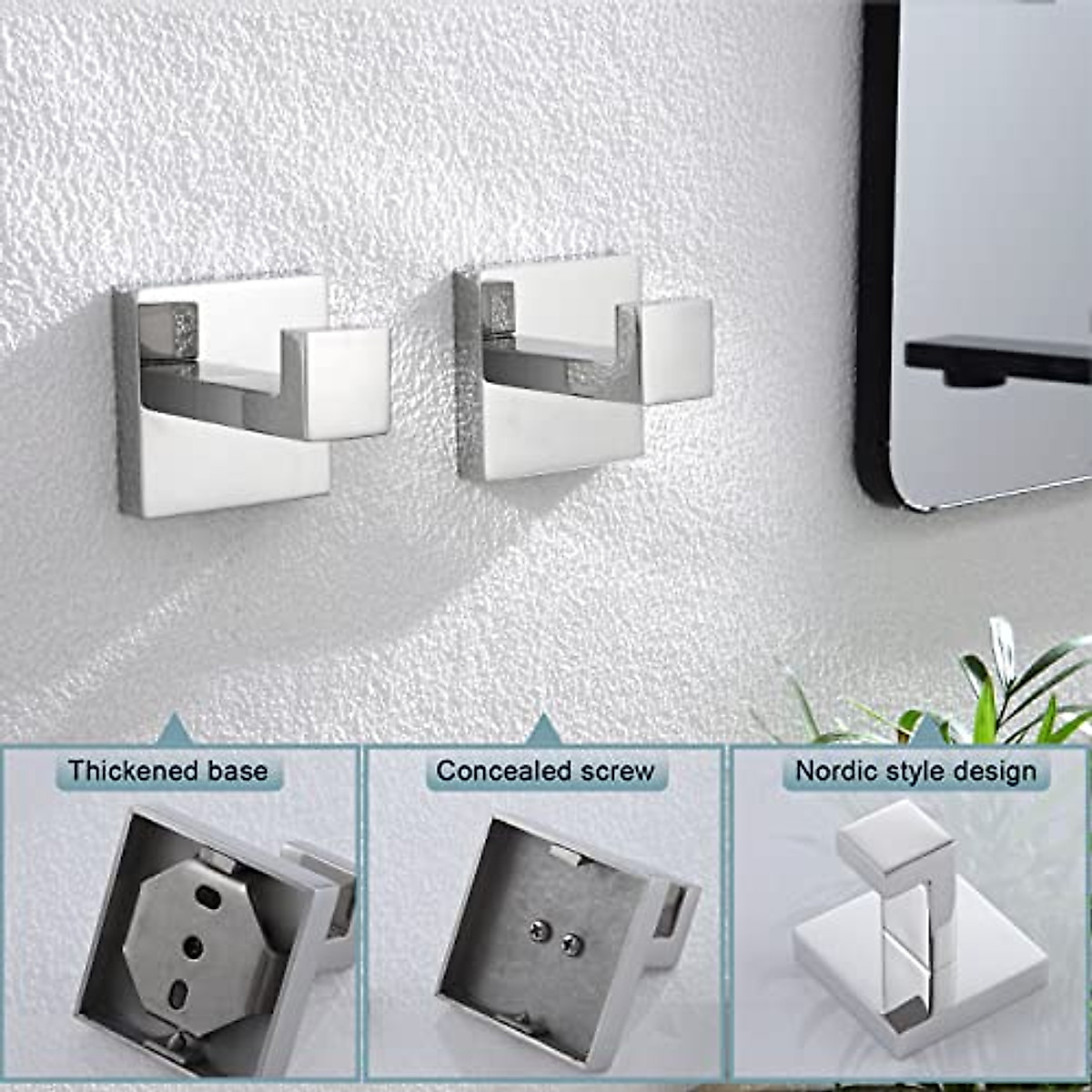 KOKOSIRI 24-Inch Single Towel Bar, Bathroom Towel Holder, Bath Towel Hook Modern Robe Hook Coat Hook, Wall Mounted, SUS 304 Stainless Steel, Polished Chrome, B05A3-CH-L24