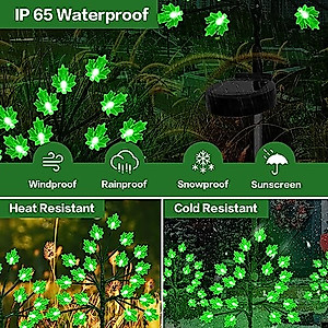 Thanksgiving Decorations Outdoor Solar Lights - 2PACK 40LED Maple Tree Solar Thanksgiving Lights for Fall Decorations,Waterproof Solar Fall Lights for Autumn Harvest Festivals Outside Yard Decor,Green