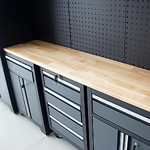 4utoHydra 9-Piece Workshop Cabinet Set w/Pegboard in Grey with Workbench - Perfect for Organizing Tools - Included Steel Cabinets Drawers Shelving Rolling Chest New