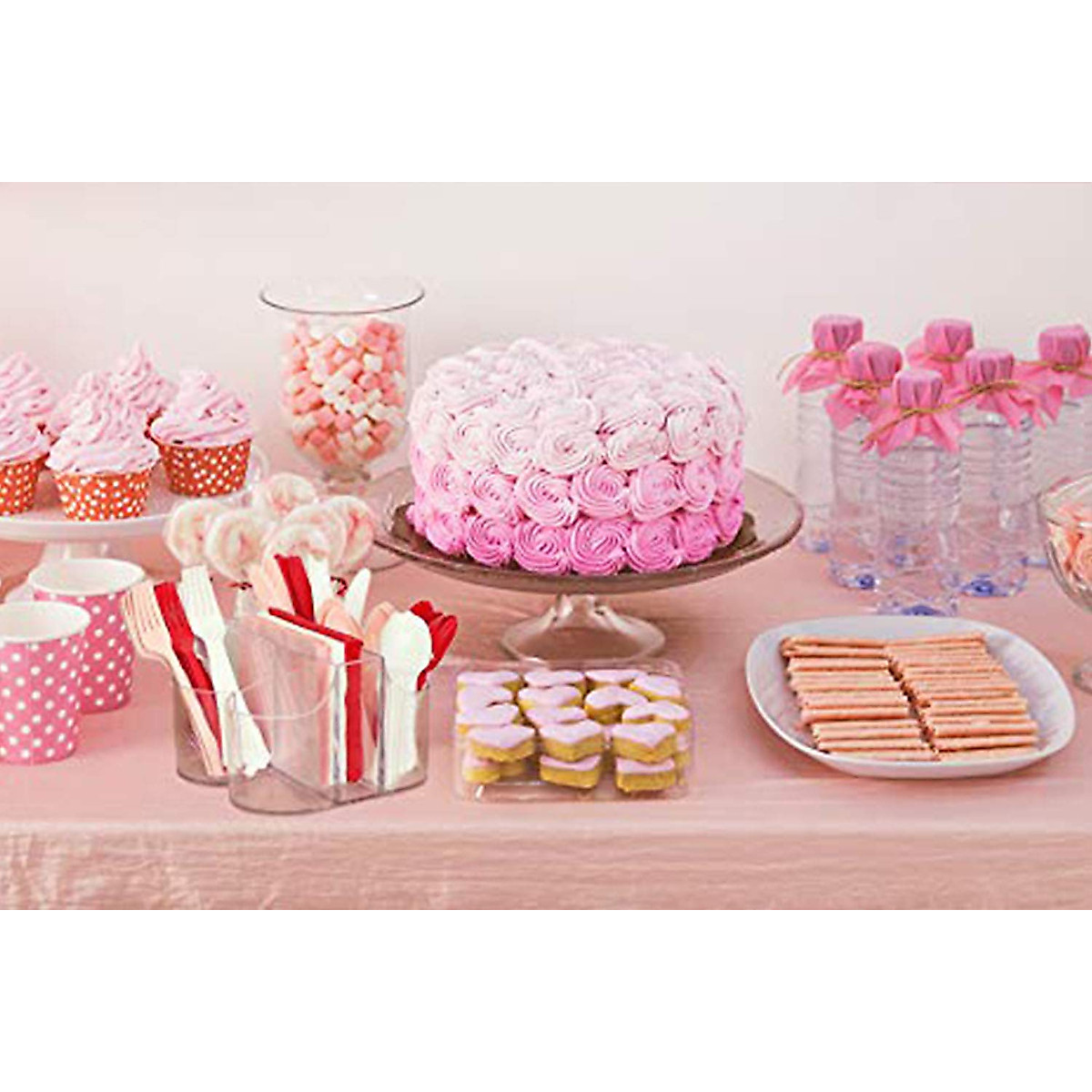 Tiger Chef 5 Compartment Clear Utensil Caddy. Organizer for Silverware Napkins Cups Tabletop Condiment for Dining Table Party Buffet Entertaining Picnics BBQ