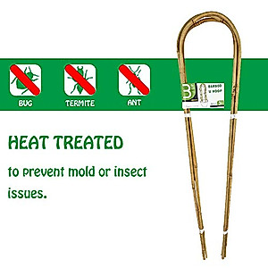 3 Feet Natural U-Hoops Bamboo, Mininfa Garden Trellis, Bamboo Trellis U-Shape for Plant Support - 3 Pack