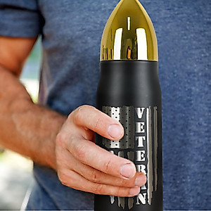 qchdln 17 OZ Veteran Bullet Tumbler with Lid - Ideal Gifts for Men Father's Day, Birthday, Veterans Day, Christmas - Perfect for Air Force, Navy, Army, Military & Veterans Cup