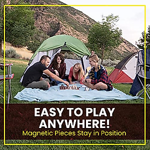 Magnetic Wood Chess Set-15-Inch-Folding Board, Portable Travel Chess Board Game Set Comes with Crafted Chess Game Pieces, Numbers & Letters in a Solution Storage, Great Chess Sets for Kids & Family.