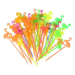 100pcs Disposable Flamingo Fruit Forks, 4" Forks Hawaiian Beach Party Cocktail Forks Tasting Appetizer Forks Set Toothpick Forks Portable Salad Fruit Forks Mini Cake Forks (Multicolor)
