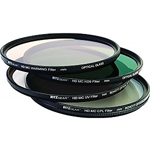 Ritz Gear™ 40.5mm Premium HD MC Super Slim Lens Filter Set (UV, CPL, ND9, Warming) with Schott Optical Glass
