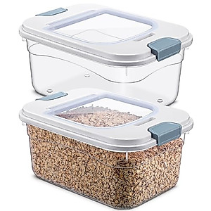 Funnymoom 2 Pcs 10 Lbs Flour Storage Container with 2 Cup Clear Rice Container Plastic Rice Bin Rice Holder Bin for Kitchen Flour Nut Sugar Oatmeal Grain Cereal Pantry Organization