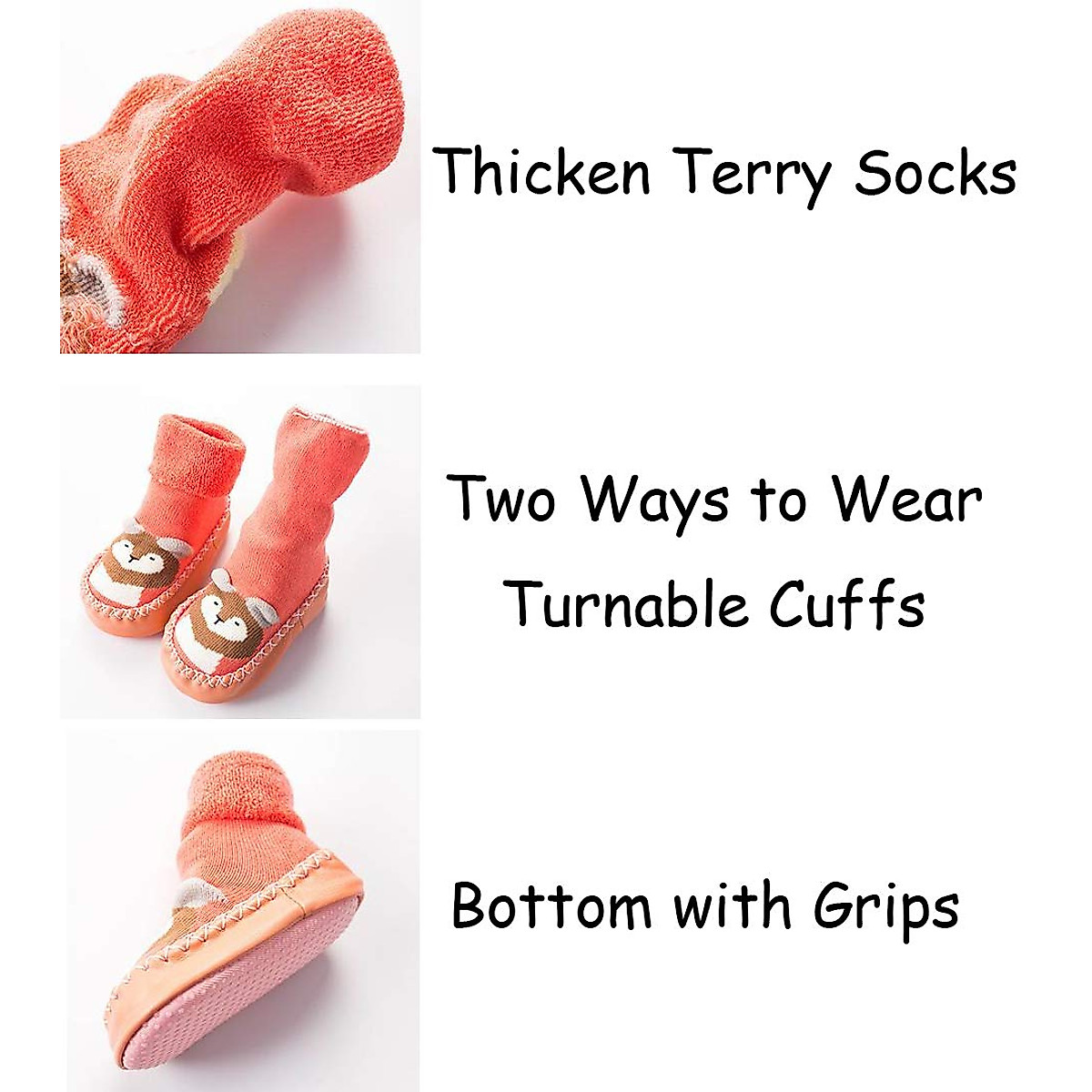 Infant Baby Boy Girls Toddlers Moccasins Non-Skid Indoor Slipper Shoes Socks Booties with Grips (12-18 Months, Grey Blue Green)