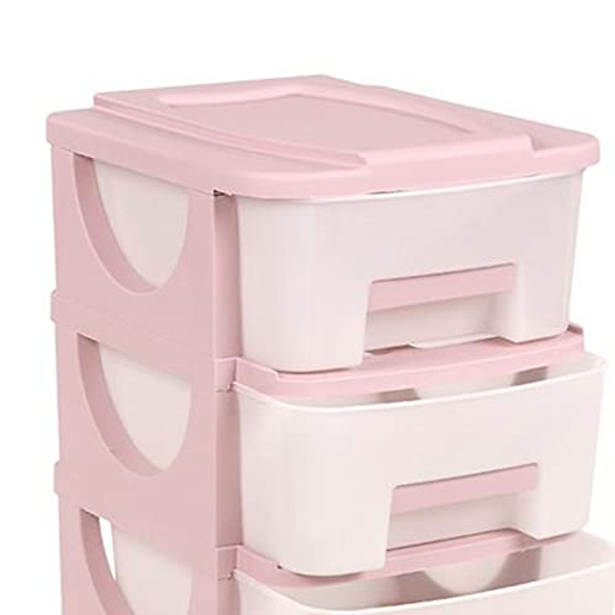 Homeplast Ouma 24 Inch Tall Plastic 3 Drawer Home Storage Indoor Outdoor Organizer Shelf Unit with Perforated Ventilated Drawers, Pink