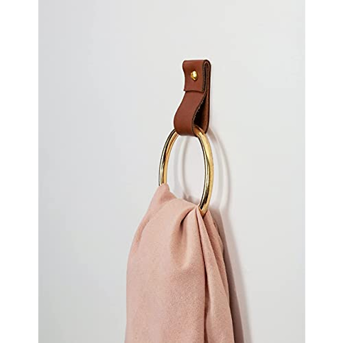 KEYAIIRA - Small Leather Wall Hook, wall hanging strap towel hook for wall leather loop strap for scarf storage boat paddle holder minimal towel bar rack storage