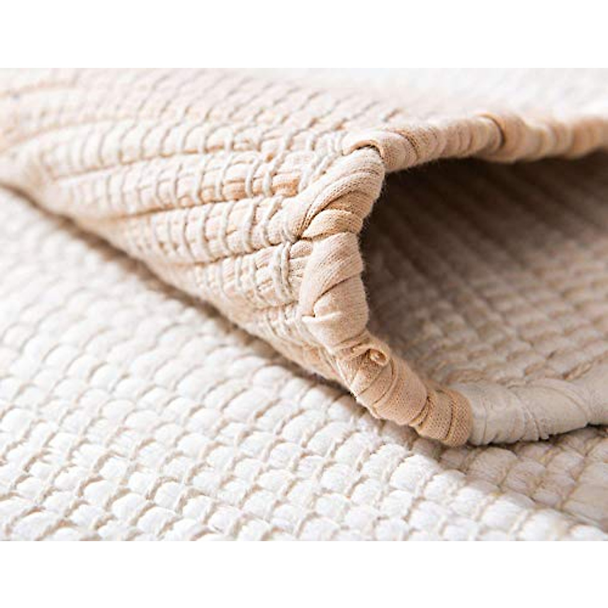 Unique Loom Chindi Rag Collection Hand Woven Striped Natural Fibers Beige Area Rug (8' 0 x 10' 0)