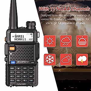 Baofeng UV-5R GMRS Radio Handheld Outdoors Long Range Two Way Radio Rechargeable(Upgrade of Baofeng UV-5R), NOAA Weather Radio Walkie Talkie for Adults