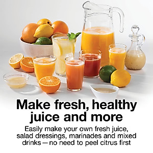 Proctor Silex Electric Citrus Juicer Machine, 34 oz., for Orange, Lemon, Grapefruit Juice, White & Green (66337)