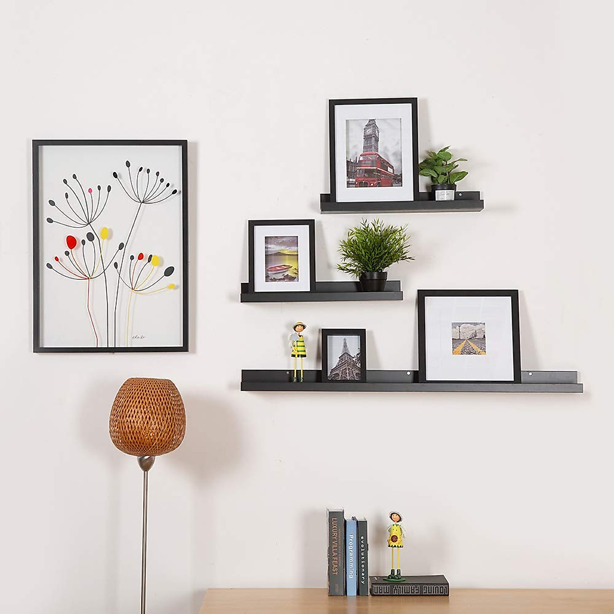 Muzilife 5x7 Shadow Box Frame 2-Pack Wood 3D Picture Frame with Glass Cover Display Case for Wall-Hanging or Free-Standing Picture Showcase, Black