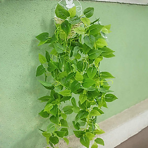 COOWAS 2pcs Artificial Hanging Plants 3.2 Feet Fake Ivy Vine Leaves Greenery for Wedding Party Outdoor Garden Office Home Kitchen Bedroom Wall Decor (Basket Includes)