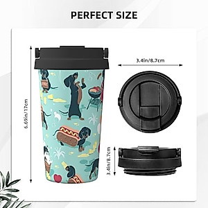 WANGXUEE Hot Dogs and Lemonade Print 500ml Stainless Steel Travel Tumbler Double Wall Vacuum Insulated Coffee Mug