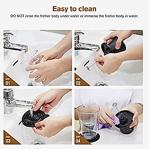 SIMPLETaste Electric Milk Frother, Automatic Battery Operated Foam Maker and Drink Mixer with Stainless Steel Whisk and Foamer Cup