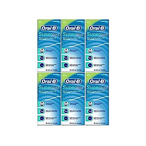 Oral-B Super Floss Mint Dental Floss for Braces Bridges - 50 Strips (Pack of 6)