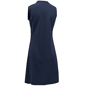 BGOWATU Women's Tennis Dress Sleeveless Golf Polo Dress Lightweight Sports Activewear Dress Zip Up Navy M