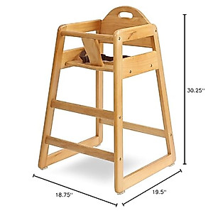 LA Baby Commercial Grade Stack-Able Solid Wood High Chair for Restaurant & Home Use - Natural