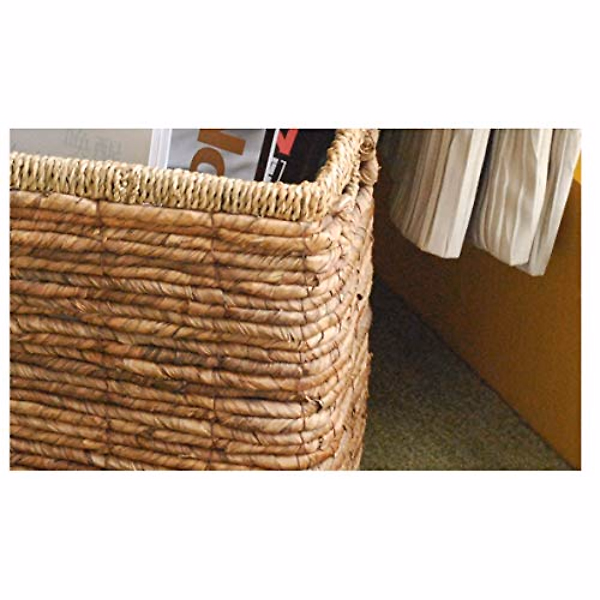 KXA Straw Magazine Basket Storage Basket Magazine Basket Rectangular Storage Basket Vintage Chinese Finishing Basket 26 38 15cm