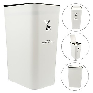 KITANDOVE Bathroom Press Trash Can Kitchen Slim Waste Basket Garbage Bin Bedroom Trash Container Push Lid Waste Bin for Home Office