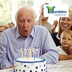 Bundaloo Birthday Candles 72 Pack - Cake Decorations - Colors: Pink, White, Blue, Yellow