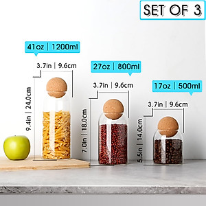 NUTRIUPS Storage Glass Jar Set Food Storage Tank With Wooden Lid 500 ML,800ML,1200ML