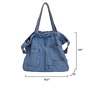 Yohora Shoulder Bag for Women Denim Crossbody Hobo Bag Casual Lightweight Handbag for Work Travel