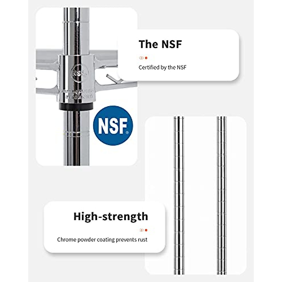 FDW 14''Dx36''Wx72''H 5-Shelf Wire Shelving Large Storage Shelves Adjustable Metal Shelves Heavy Duty Height Commercial Grade Steel Layer Shelves 1250 LBS Capacity,Chrome