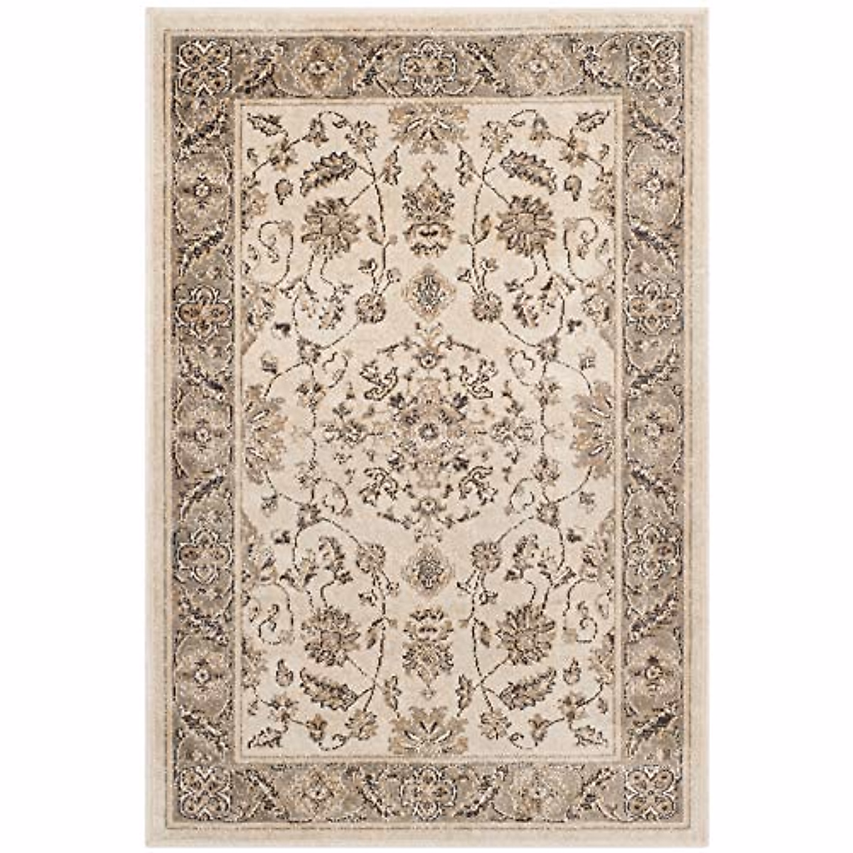 SAFAVIEH Vintage Collection Accent Rug - 2' x 3', Stone & Mouse, Oriental Traditional Distressed Viscose Design, Ideal for High Traffic Areas in Entryway, Living Room, Bedroom (VTG168-3410)
