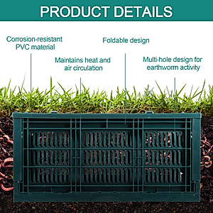 Tioncy In Ground Worm Composter 9 Gallon Outdoor Farm Foldable Compost Bin with Lid for Raised Garden Beds Home Composting System
