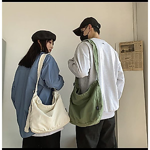 Y2K Aesthetic Canvas Shoulder Bag, Large Capacity Hobo Retro Crossbody Bag, Fairy Grunge Handbag for School (Green)