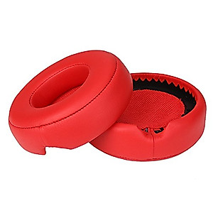 Replacement Pro Ear Pads Protein Leather & Memory Foam Earpads Ear Cushion Cups Cover Repair Parts Compatible with Monster Beats by Dr. Dre Pro Detox Headphones Red