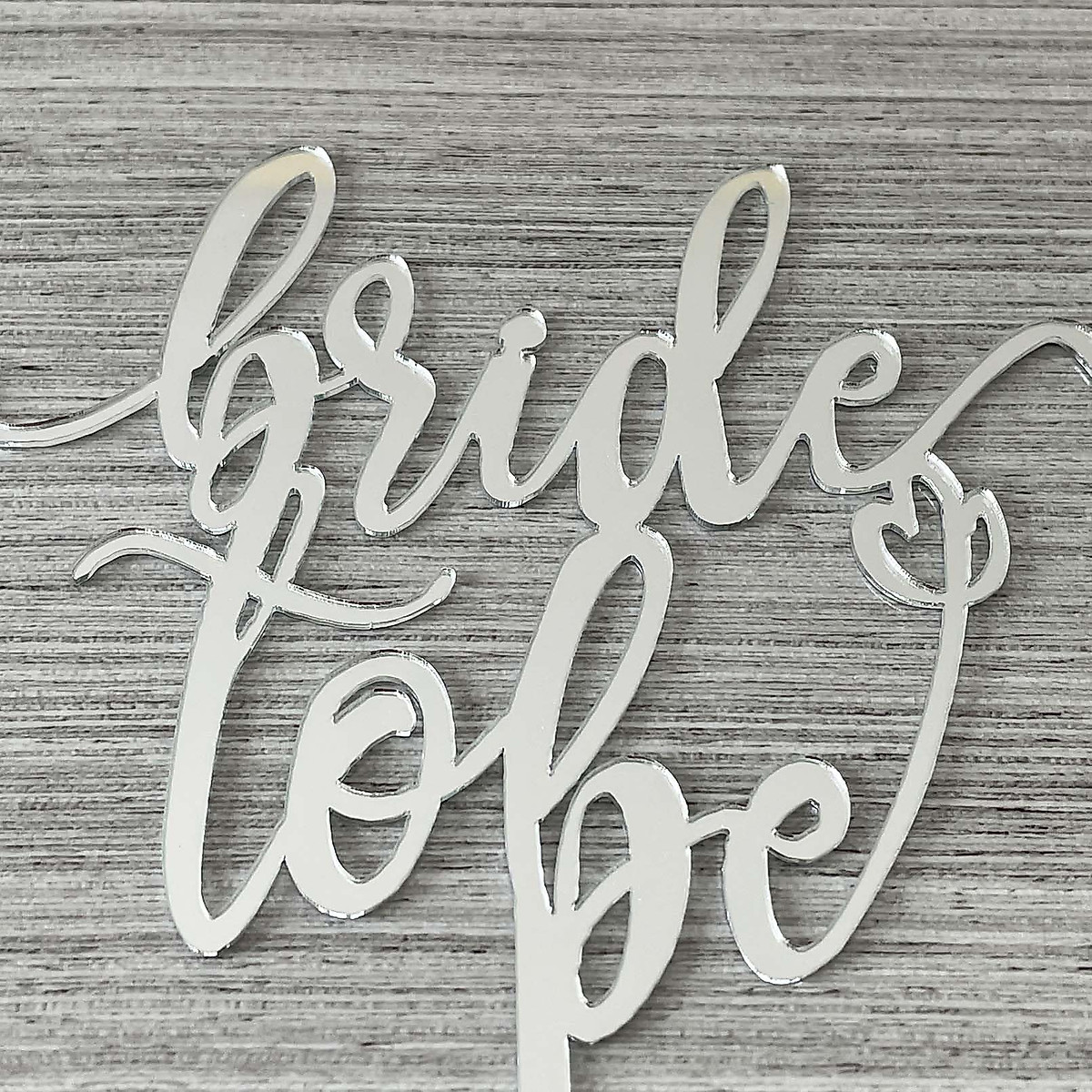 JIEEIN Bride to Be Cake Topper - Mirror Silver Acrylic - Sparkly Bridal Shower/Bachelorette Party Cake Topper