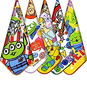 PSMILE 5PCS 20 X 20cm Colorful Cotton Towel Toy Story Series Cartoon Face Cloth Towel