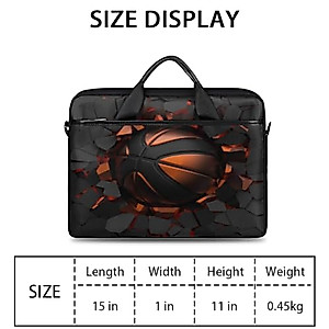 Basketball Crash Laptop Computer Bag Waterproof Shoulder Messenger Bag 13-15 inch Durable Laptop Tote Bag with Shoulder Strap Handle Lightweight Crossbody Briefcase