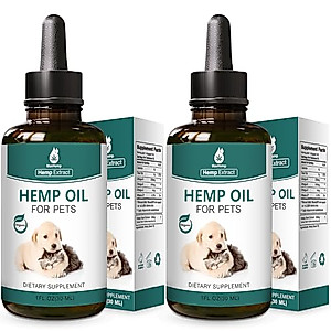 Pet Hemp Oil for Dogs & Cats Calming Joint Pain Sleep Support Anxiety Stress Cough Inflammation Relief Skin Arthritis Care Hip & Joint Supplement Dog Cat Hemp Drops Tincture, Mandarin