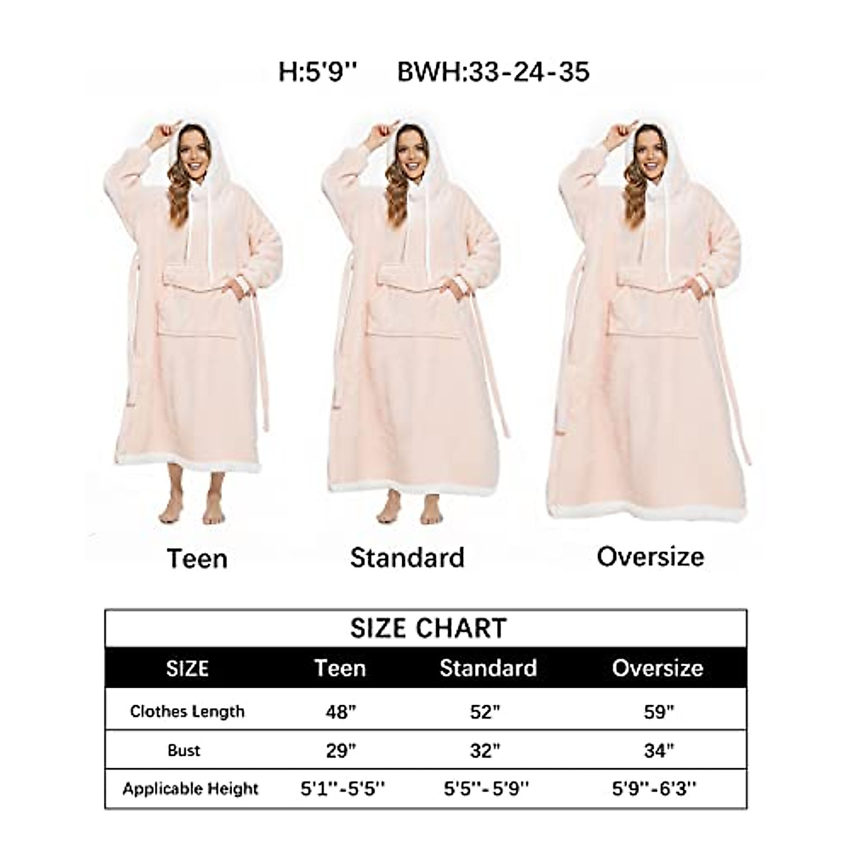 Long Wearable Blanket - Premium Fleece Blanket Hoodie Blanket with Sleeves 1PCS for Women Adult 5'5''-5'9'' Tall, Super Soft Warm Cozy Sleeved Throw with Arm, Gift for Mom Wife Daughter