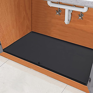 Leikaendi Under Sink Mat, 28'' x 22'' Under Sink Mats for Kitchen Waterproof, Silicone Under Sink Drip Tray Liner, Kitchen Sink Cabinet Protector