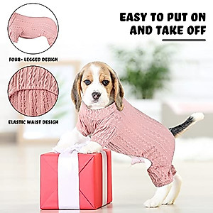2 Pcs Dog Sweaters Knitted Puppy Pajamas Cat Sweater Pullover for Dogs Thermal Doggie Winter Clothes Christmas Holiday Knitwear Pet Apparel for Small Medium Dogs Puppies, Pink and Grey (Large)