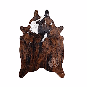 Genuine Mini Cowhide Rug Tricolor Small Hair on Cow Hide 24 x 35 inches 90 x 60 cm