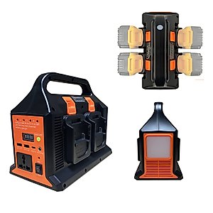 URUN Power Inverter Generator Compatible with Dewalt 20V Battery,AC300W/DC/2-USB/TYP-C Port/LED Light，Portable Power Station/Portable Power Supply for Home Outdoor Power Outage