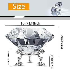 MerryNine Top 80mm K9 Clear Crystal Ball Diamond Paperweight Decoration with Sliver Triangle Base, Decoration Wedding, Store,Home,Office, Birthday Gifts for Women,Mothers,Family,Friends (80mm, Clear)