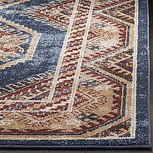 SAFAVIEH Bijar Collection 2'3" x 6' Royal / Rust BIJ647B Traditional Oriental Distressed Non-Shedding Living Room Entryway Foyer Hallway Bedroom Runner Rug