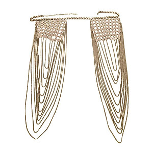 Sinkcangwu Fashion Body Chain for Women Bohemian Tassels Shoulder Chain Necklace Jewelry for Party Wedding Summer Beach, Gold