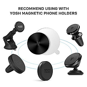 YOSH Metal Plates Replacement Mount Metal Plate Kits with Adhesive for Magnetic Car Phone Holder Magnet Cradle Mount, Compatible Holder and Other Magnetic Holder, Pack of 4, Round, Black