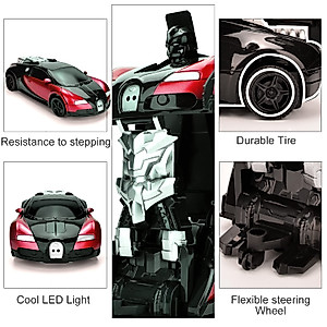 VillaCool Remote Control Car for 4 5 6 7 8-13 Year Old Kids, Exciting Transform Robot RC Car with One-Button Deformation & 360 Speed Drifting, New Year Birthday for Boys/Girls (Red)