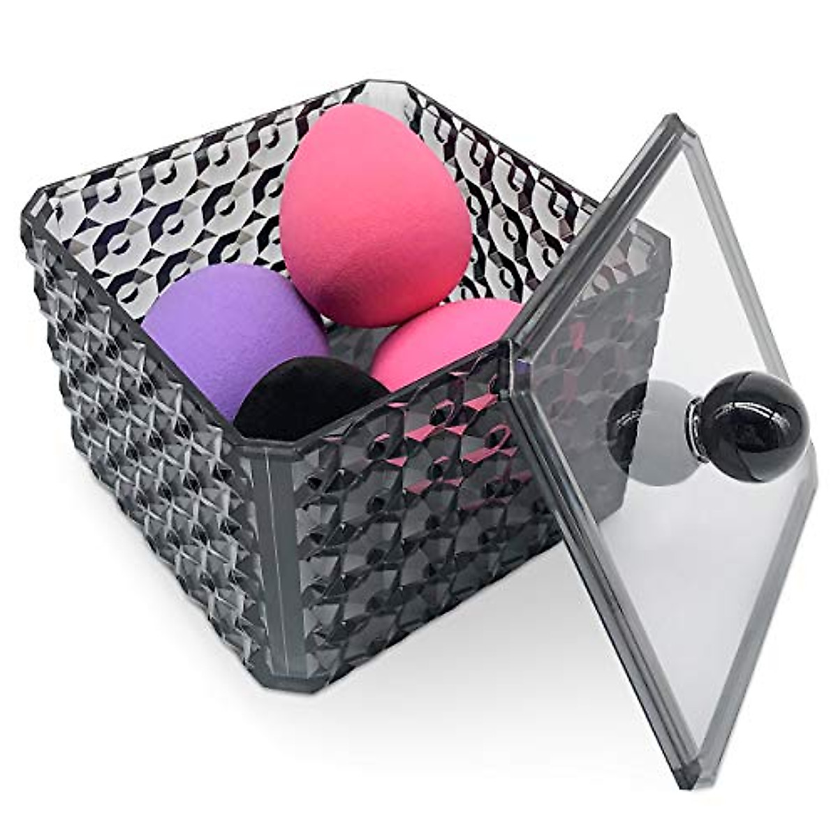 Jutoe Qtip Holder, Cotton Ball Holder, Qtip Cotton Swab Dispenser Holder, Clear Acrylic Cotton Pad Container,Holder for Cotton Swabs,Makeup Sponges,Hair Band - Brushed Nickel 1PCS