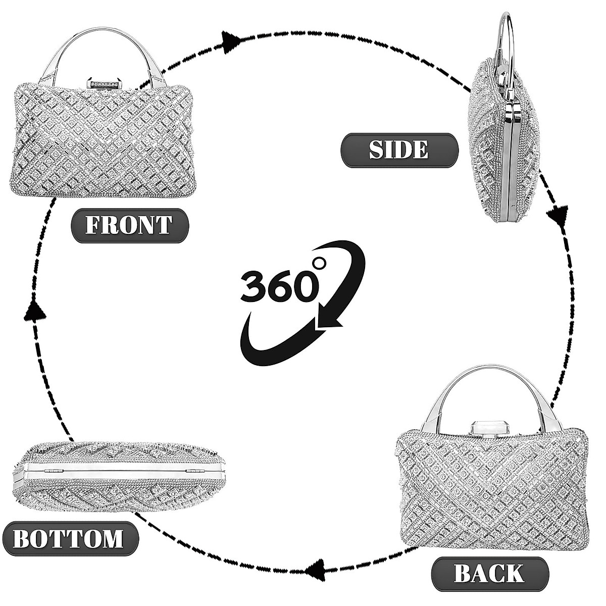 Womens Evening Clutch, Purses and Handbags Sparkling Design Handbag Purse for Wedding Party (Gold)