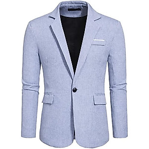 MMCICI Mens Casual Blazer Sport Coat Lightweight One Button Business Jackets Blue